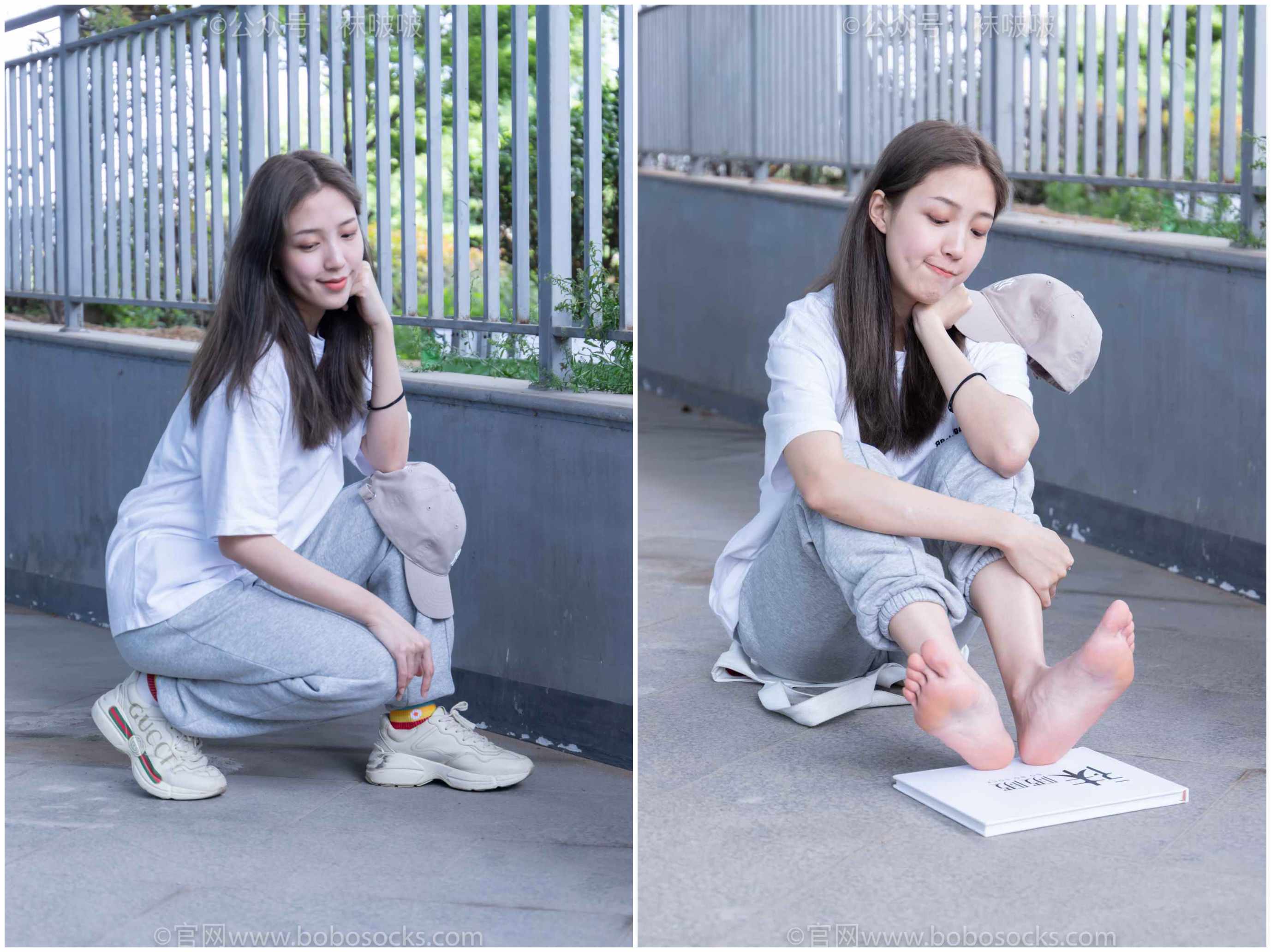 [袜啵啵]积分限定作品 NO.006 泡芙-板鞋、天蓝色短棉袜、裸足 （花絮版）_我就爱meijiao-美足美脚套图