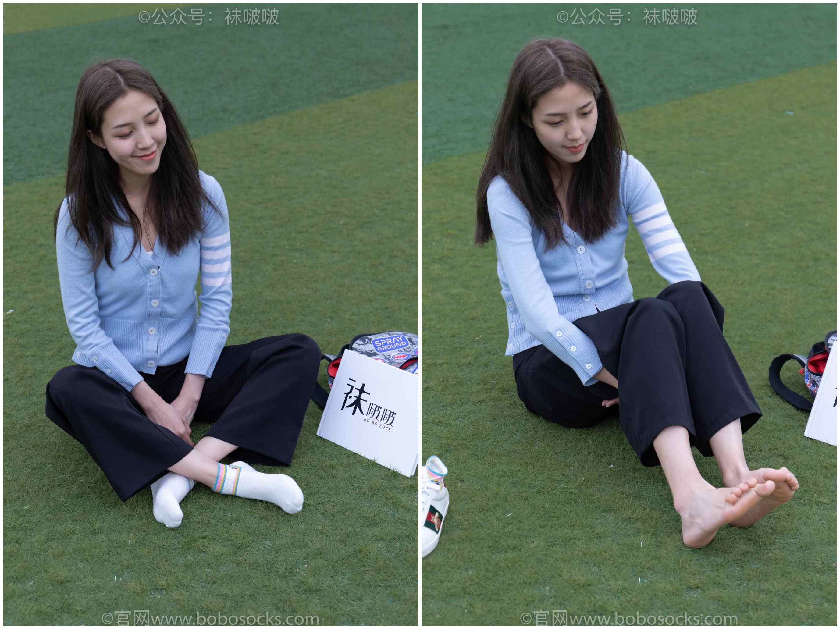 [袜啵啵]积分限定作品 NO.006 泡芙-板鞋、天蓝色短棉袜、裸足 （花絮版）_我就爱meijiao-美足美脚套图